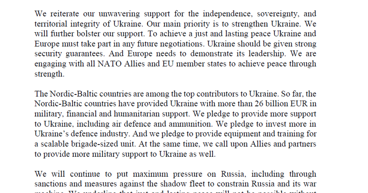 JOINT STATEMENT of the leaders of Ukraine and Nordic-Baltic Eight on the third anniversary of ...
