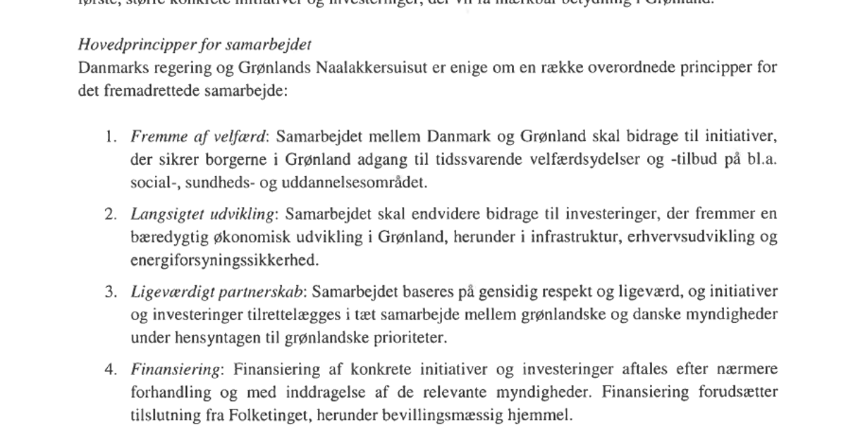 Rammeaftale mellem Danmarks regering og Grønlands Naalakkersuisut om et ...